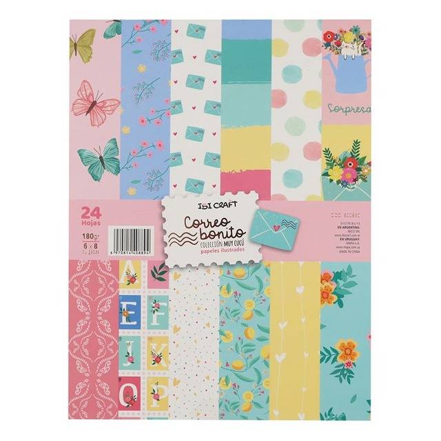 BLOCK PAPEL ILUSTRADO CORREO BONITO IBI CRAFT